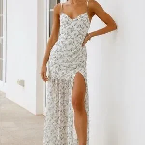 Hello Molly | Dresses | Hello Molly White Floral Maxi Dress With Blue ...